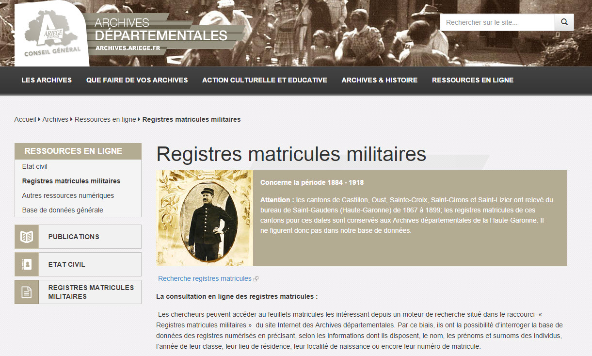 Archives 09, les registres matricules de l'Ariège sont en ligne ...