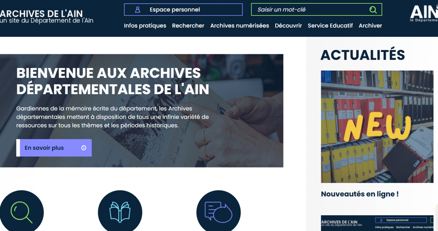 Ain Nouveau portail d'Archives en ligne - Archiveenligne.fr