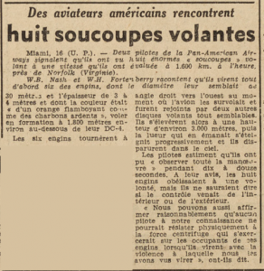 Huit soucoupes volantes aperçues par des aviateurs américains Le ...